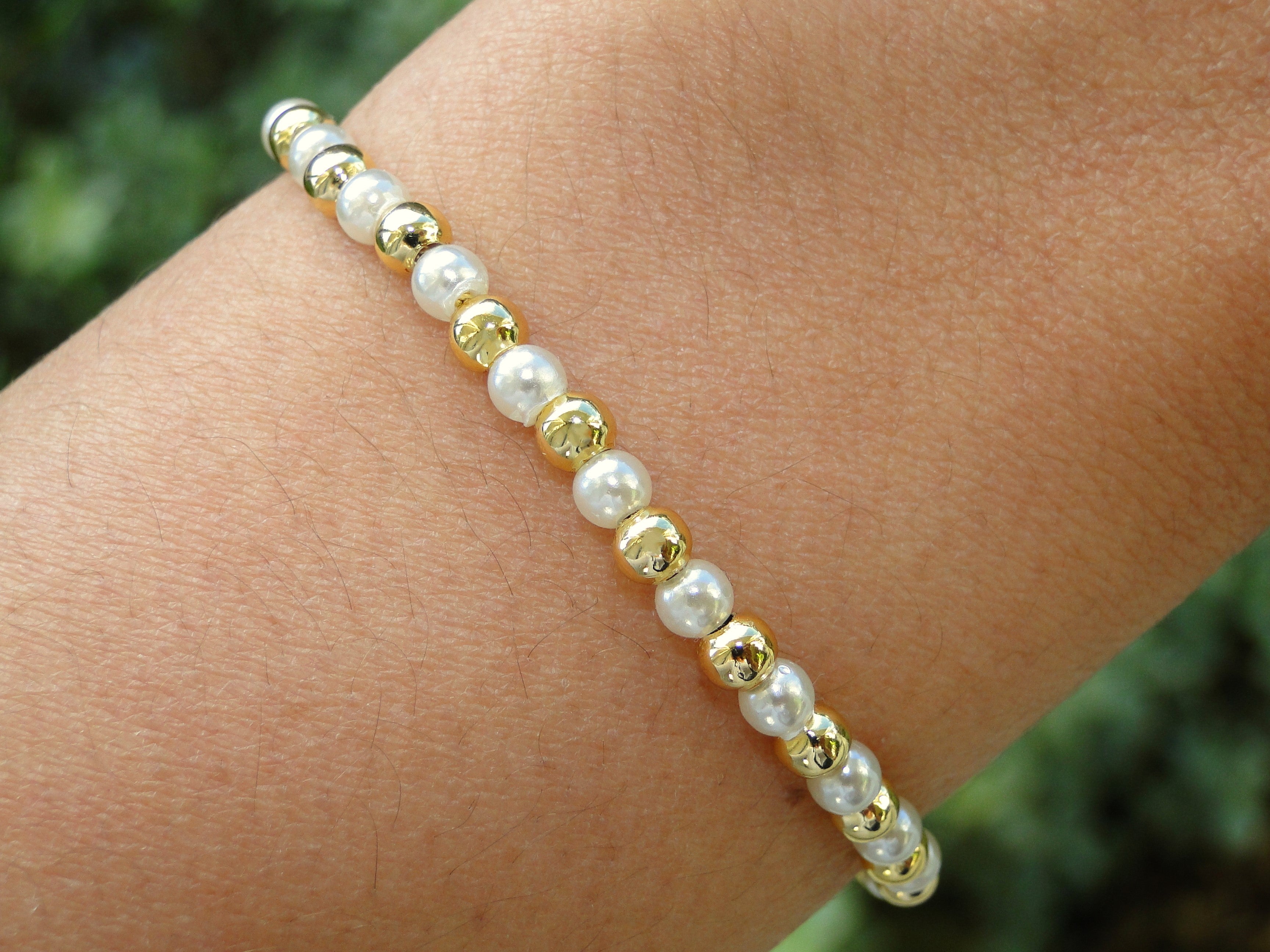 Pearl 14K Gold plated 4mm Bracelet Sweetas Trends